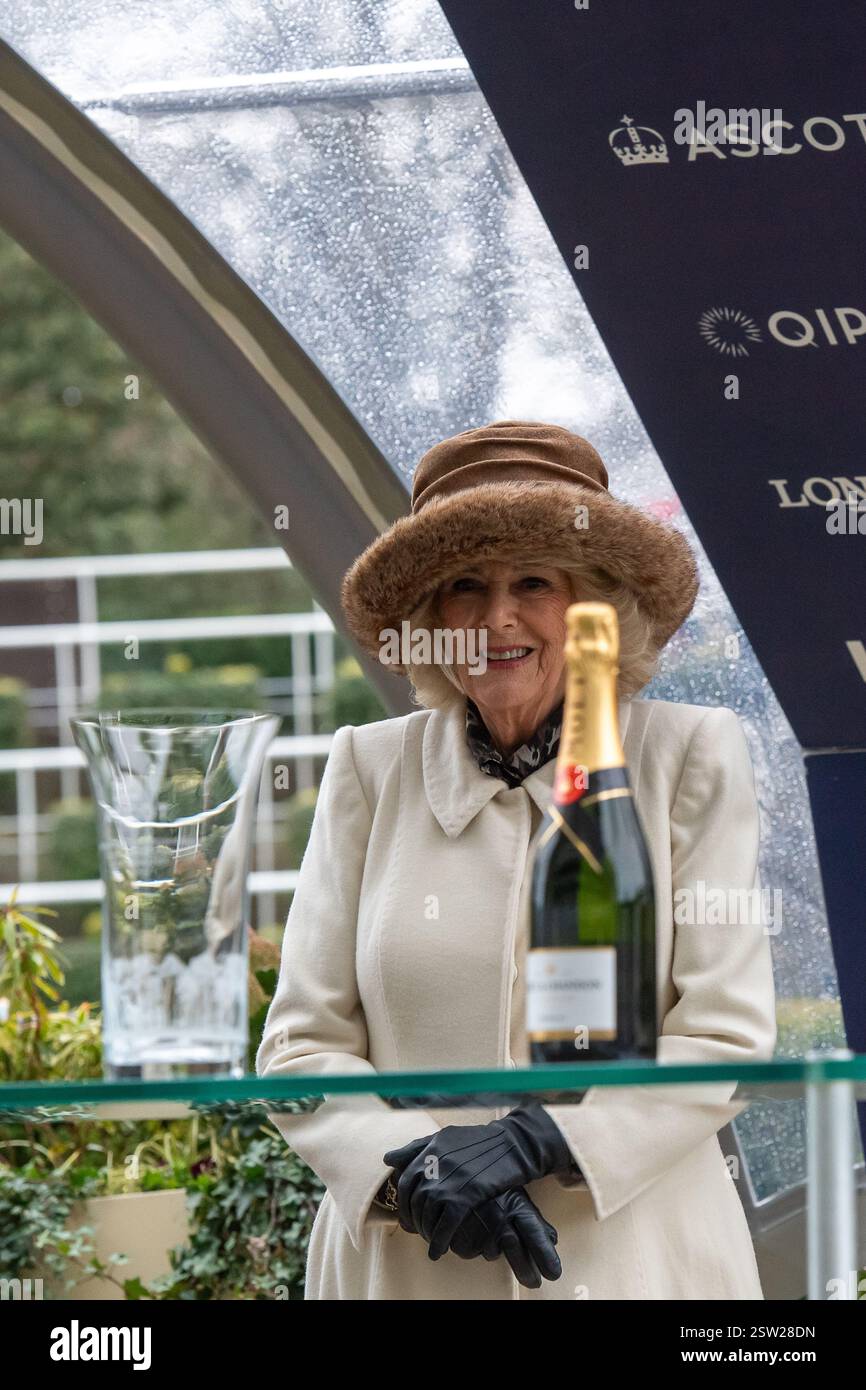 Ascot, UK. 15th February, 2025. Queen Camilla was at Ascot Racecourse ...
