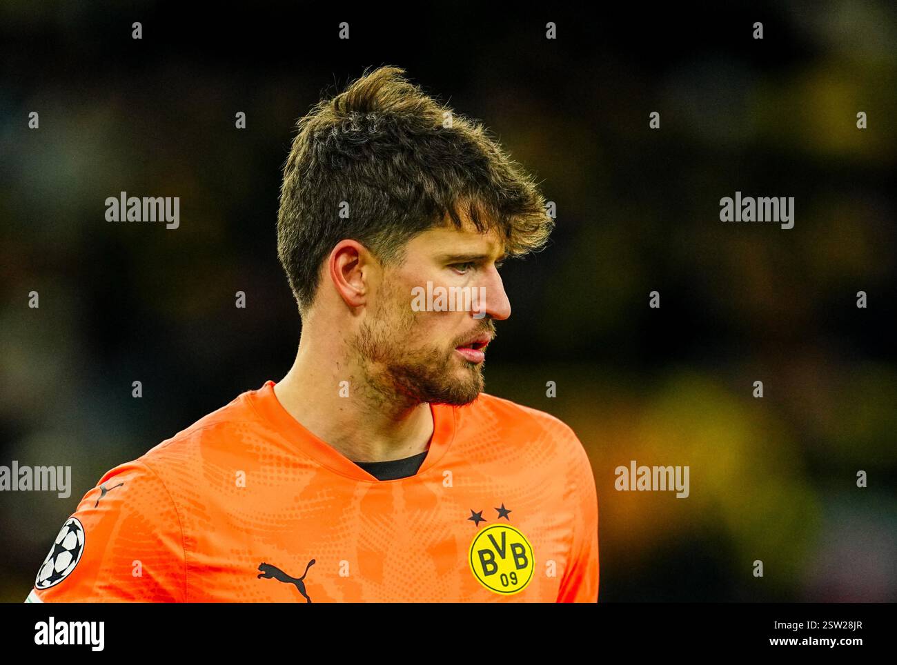Signal Luna Park, Dortmund, Germany. 19th Feb, 2025. Gregor Kobel of Borussia Dortmund looks on ...