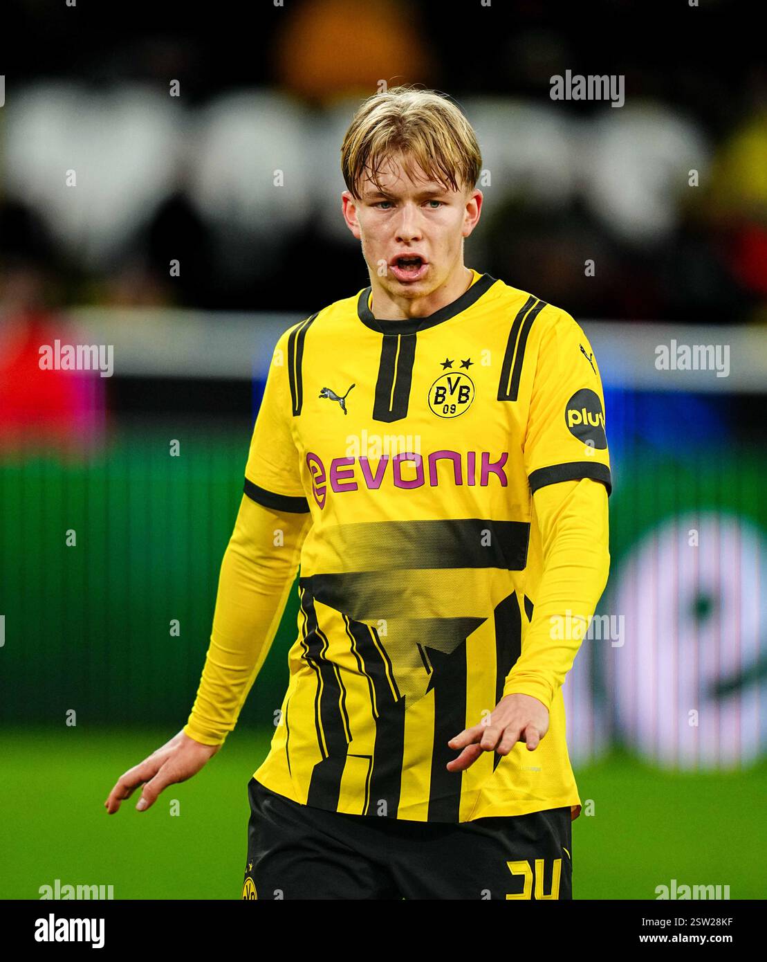 Signal Luna Park, Dortmund, Germany. 19th Feb, 2025. Daniel Svensson of Borussia Dortmund looks ...