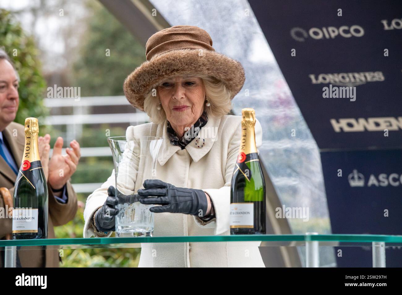 Ascot, UK. 15th February, 2025. Queen Camilla was at Ascot Racecourse ...
