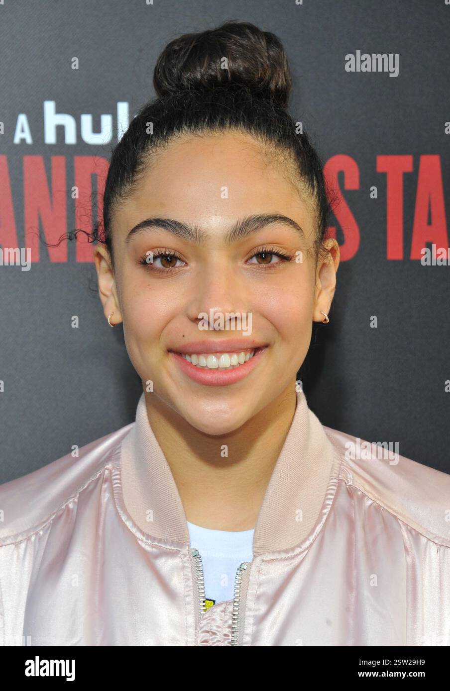 Allegra Acosta arriving at the premiere of 'The Handmaid's Tale' at the ArcLight Cinemas ...