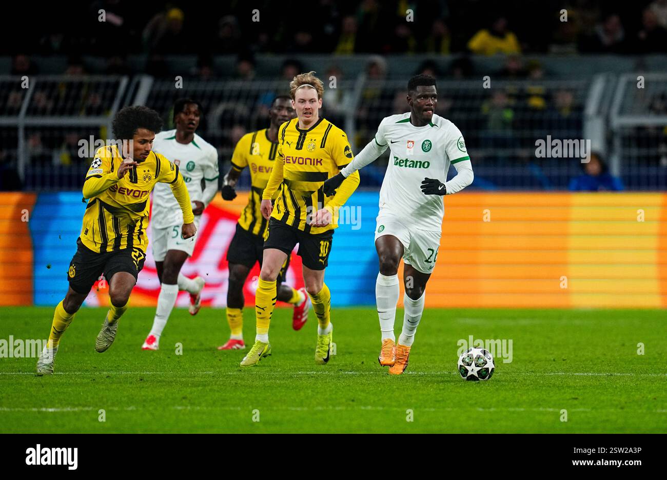 February 19 2025: Ousmane Diomande of Sporting CP controls the ball ...