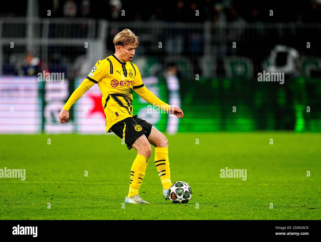 Signal Luna Park, Dortmund, Germany. 19th Feb, 2025. Daniel Svensson of Borussia Dortmund ...