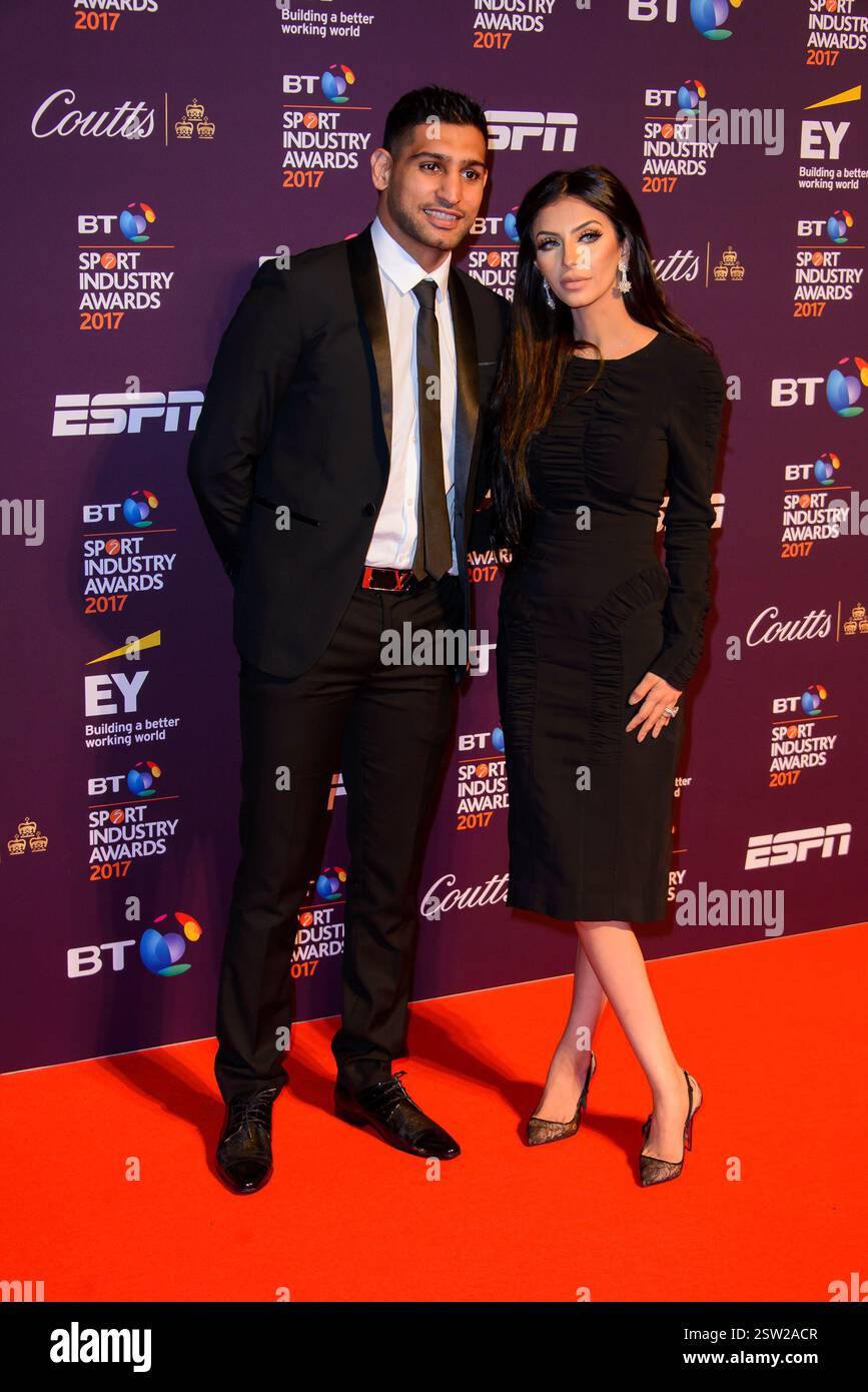 Amir Khan and Faryal Makhdoom arrives at the BT Sport Industry Awards on the 27th April 2017 at ...