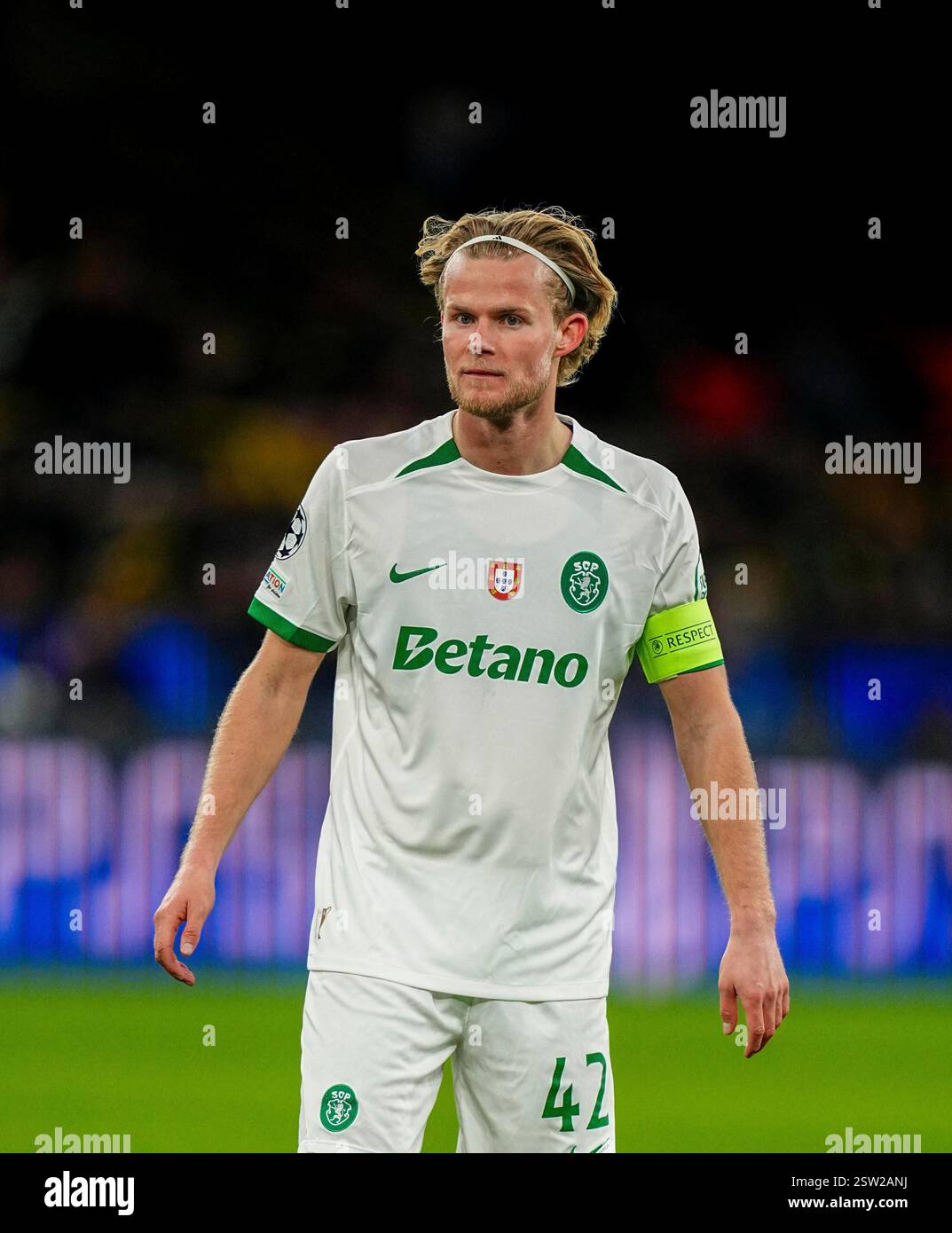 February 19 2025: Morten Hjulmand of Sporting CP looks on during a ...