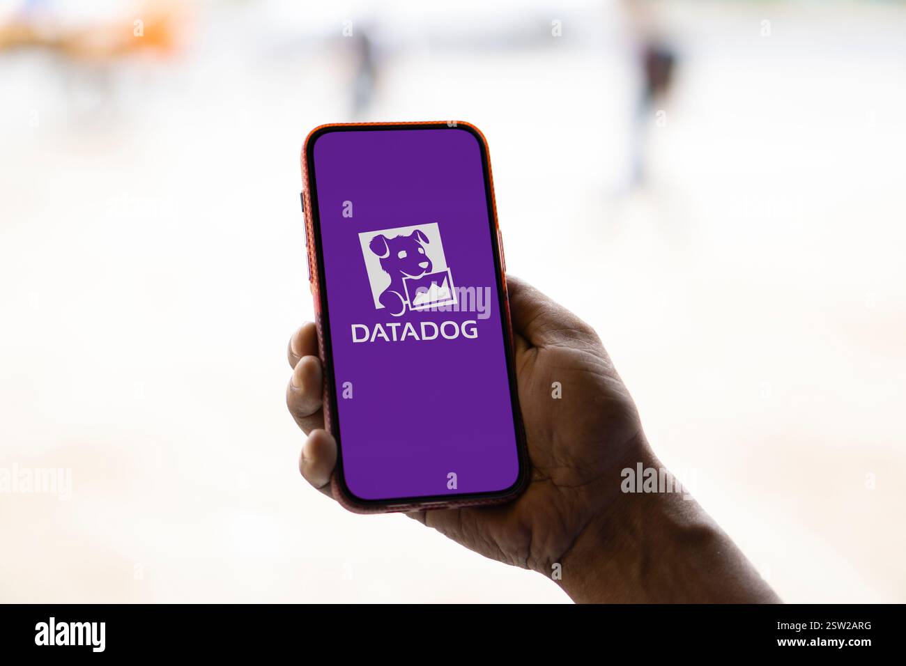 Dhaka, Bangladesh- 11 Aug 2024: DataDog logo is displayed on smartphone ...