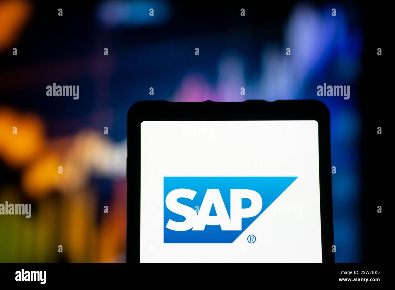 Dhaka, Bangladesh- 11 Aug 2024: SAP SE logo is displayed on smartphone ...