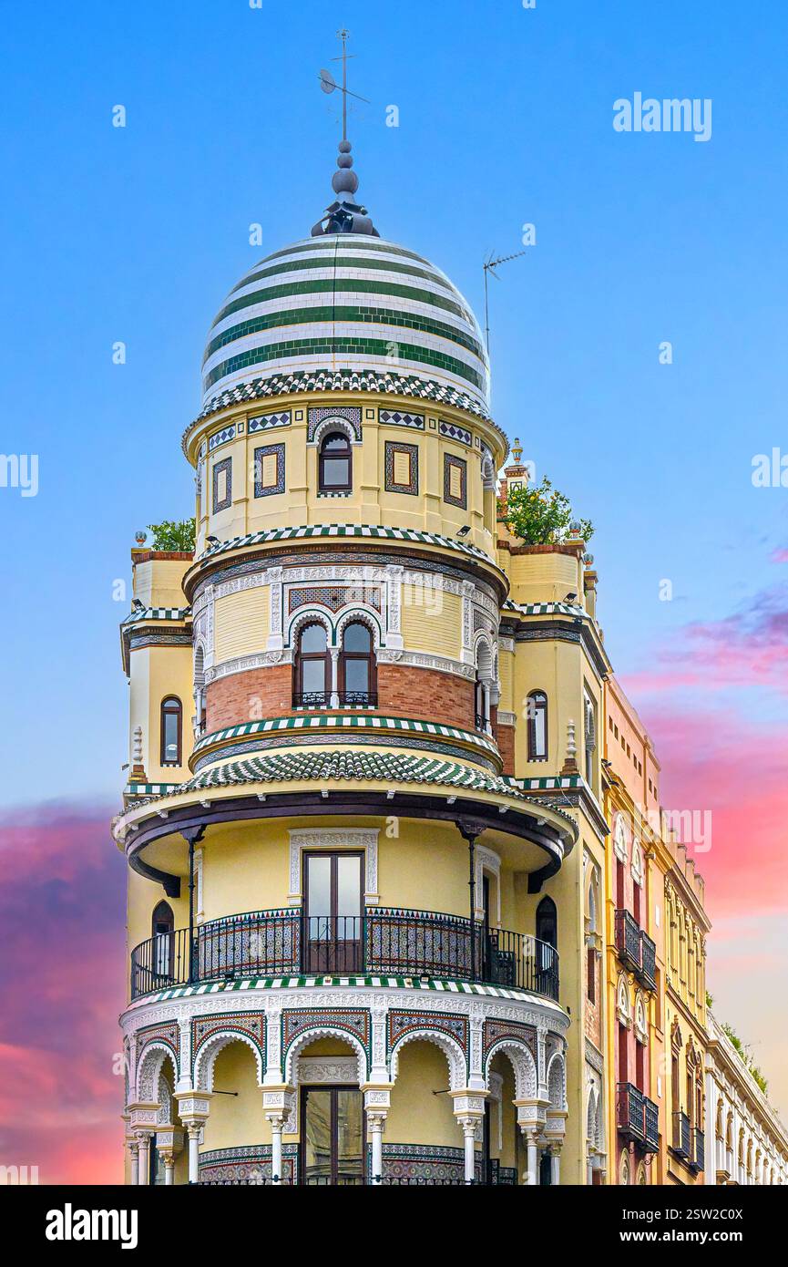 Architectural feature of the La Adriatica building, Seville, Spain ...