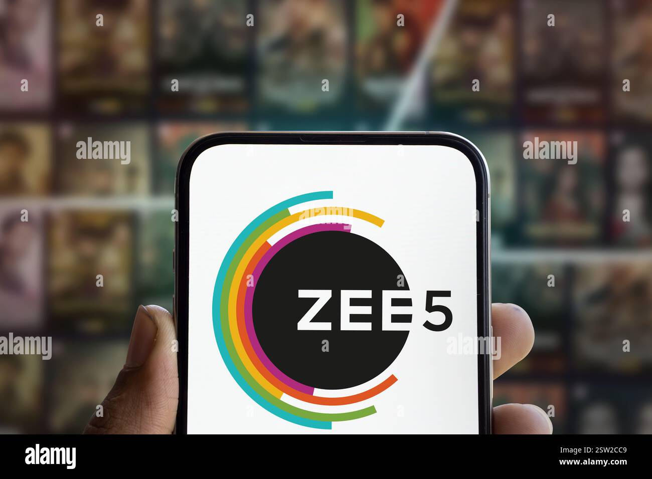Dhaka, Bangladesh- 13 Aug 2024: Zee5 logo is displayed on smartphone ...