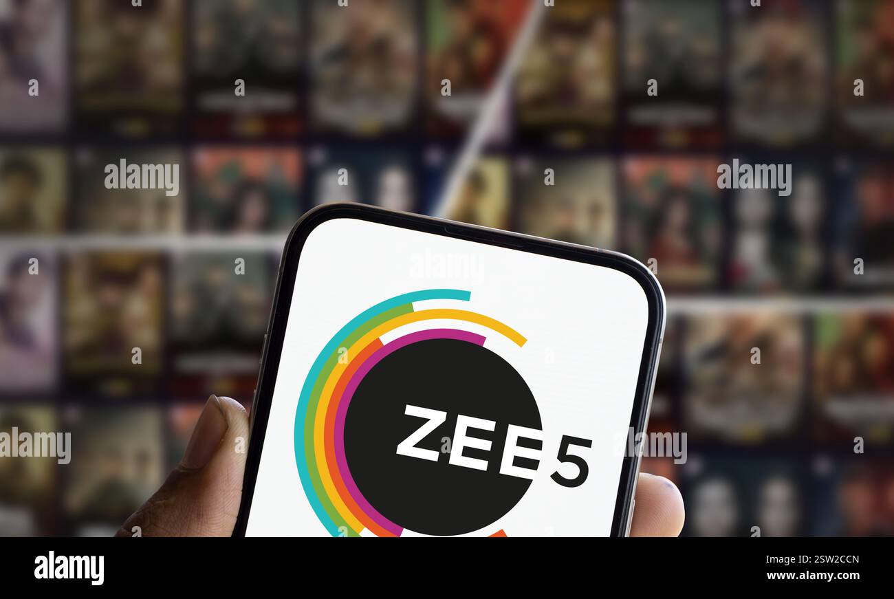 Dhaka, Bangladesh- 13 Aug 2024: Zee5 logo is displayed on smartphone ...