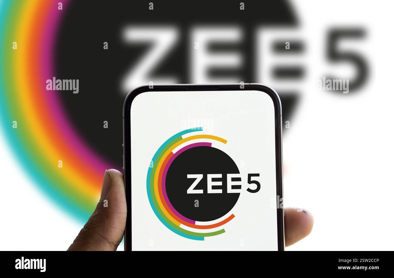 Dhaka, Bangladesh- 13 Aug 2024: Zee5 logo is displayed on smartphone ...