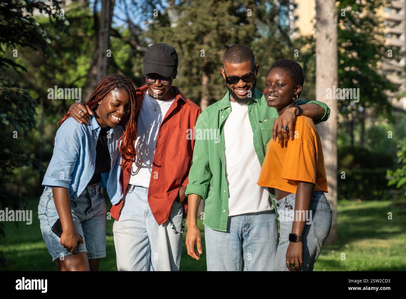 Black students company of friends spending time together, chilling ...