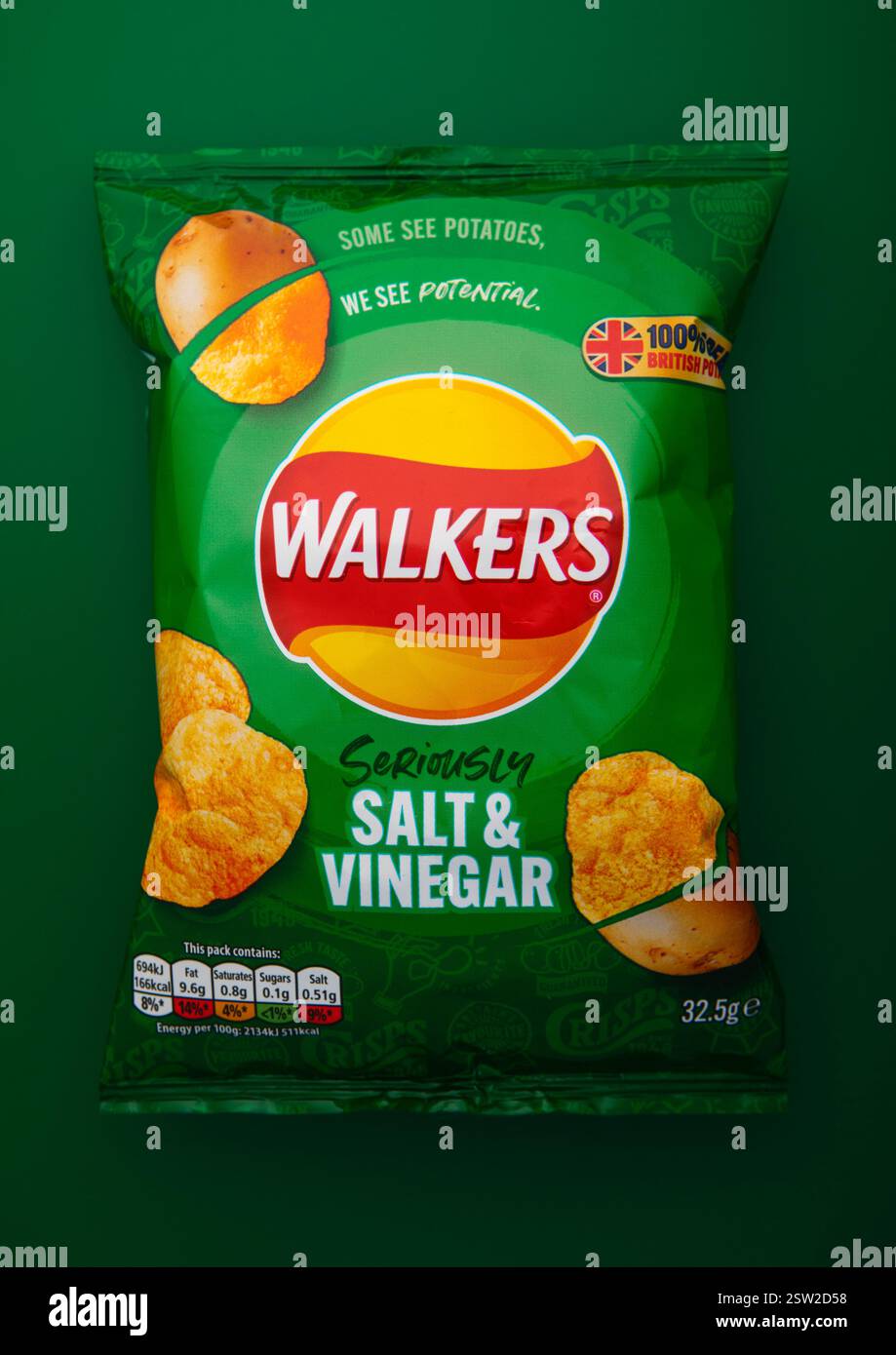LONDON, UK - MARCH 01, 2025: Walkers potato crisps with salt and ...