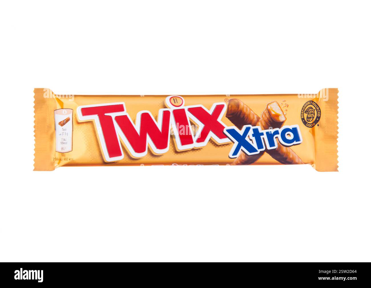 LONDON, UK - NOVEMBER 15, 2024: Twix Extra combination of crunchy ...