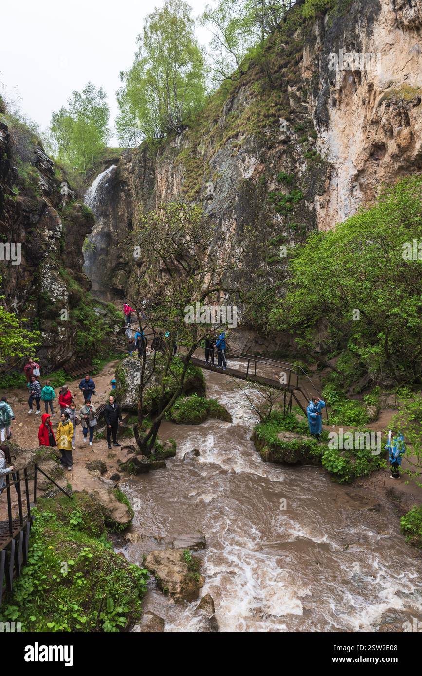 Karachay-Cherkessia, Russia - May 8, 2023: Tourists visit Honey ...