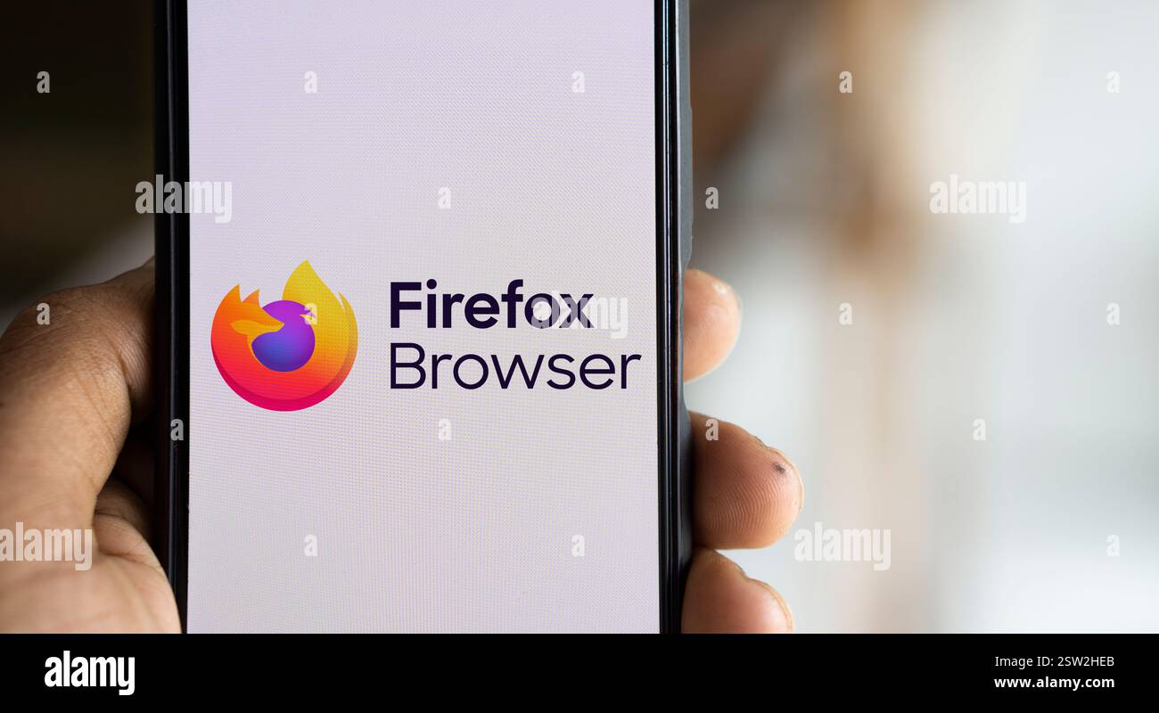 Dhaka, Bangladesh- 15 Aug 2024: Firefox Browser logo is displayed on ...