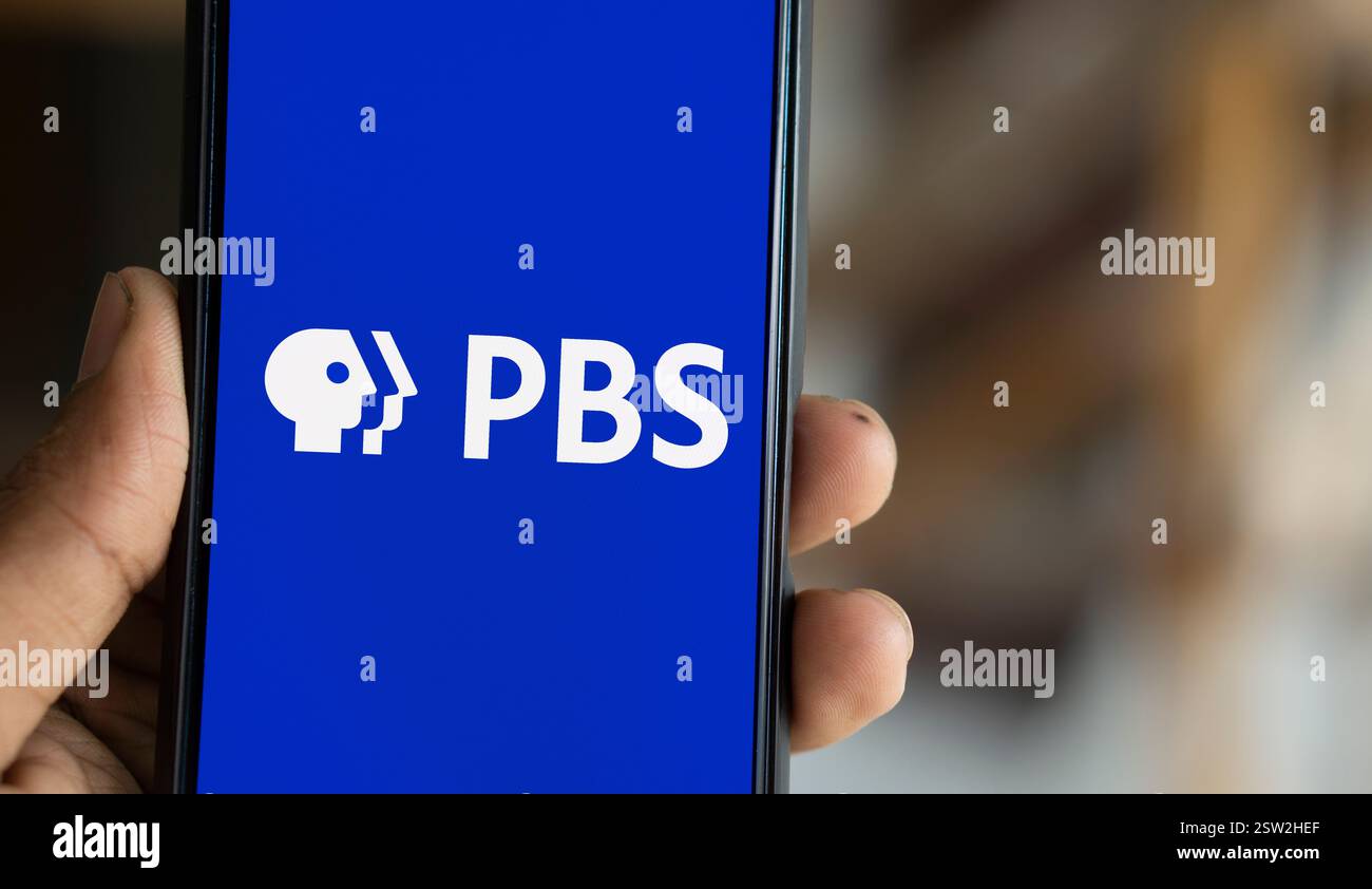 Dhaka, Bangladesh- 15 Aug 2024: PBS logo is displayed on smatphone. PBS ...