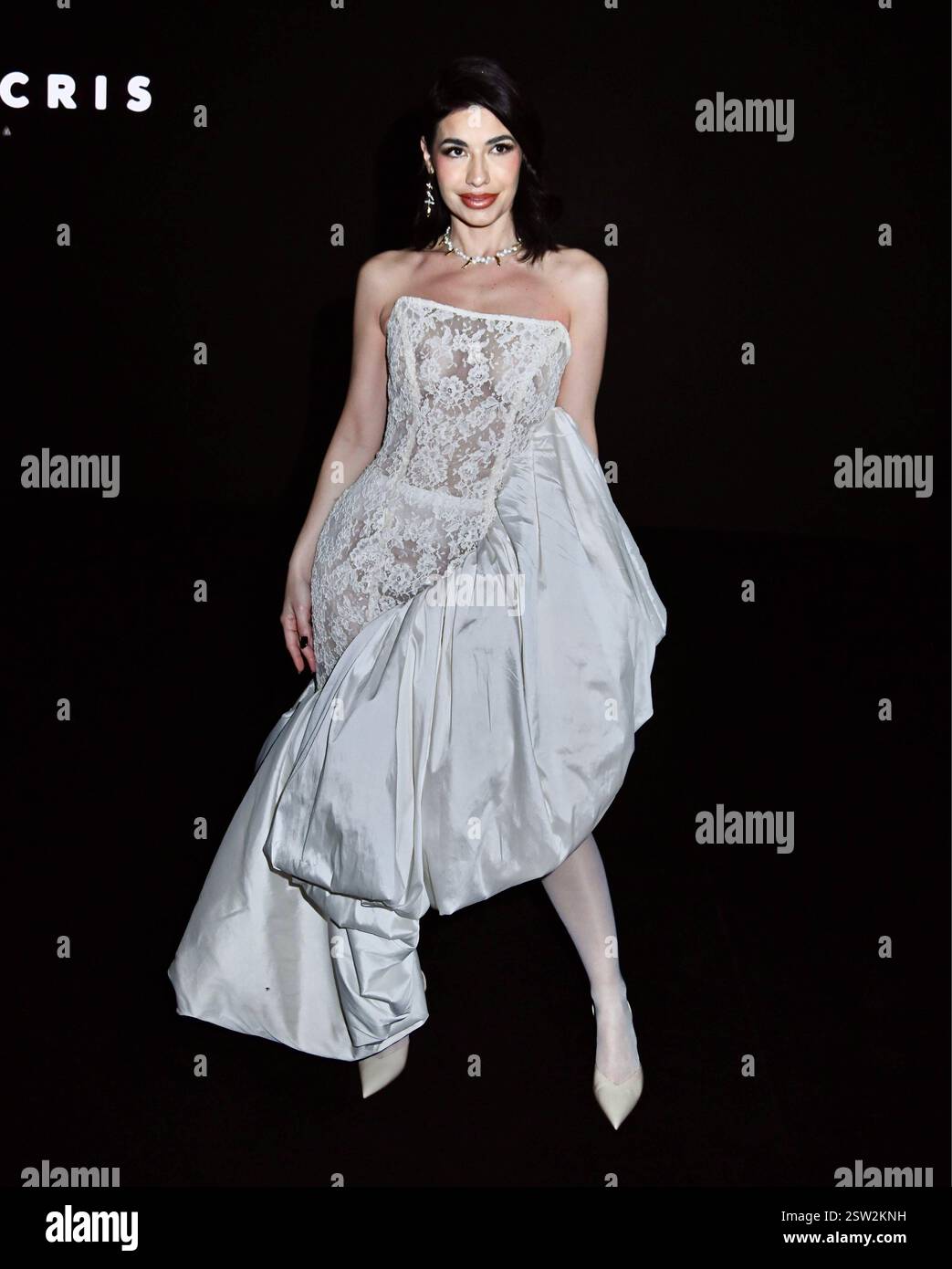 Presenter Ares Teixido at the front row of “Yolancris” collection ...