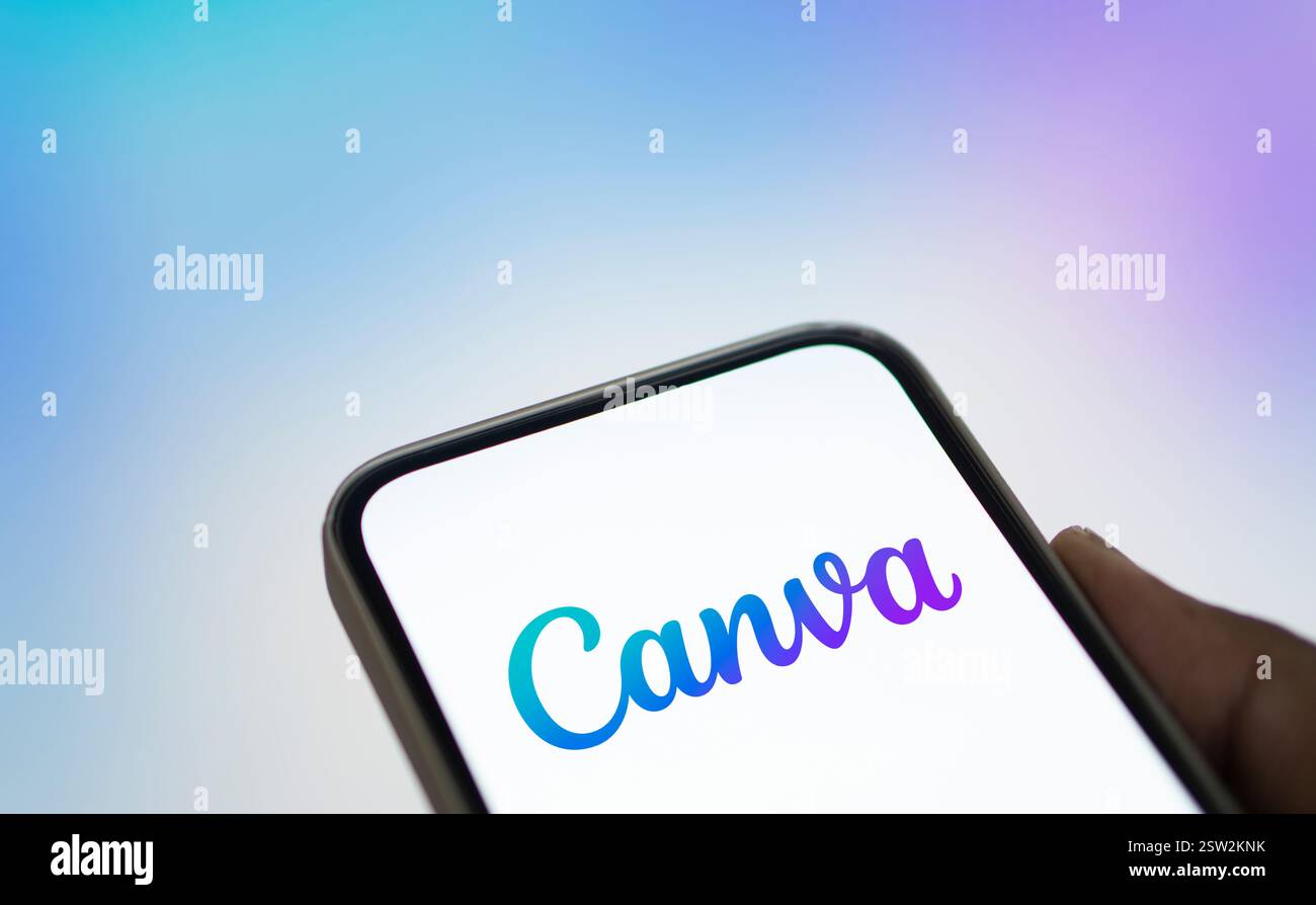Dhaka, Bangladesh- 17 Aug 2024: Canva logo is displayed on smartphone ...