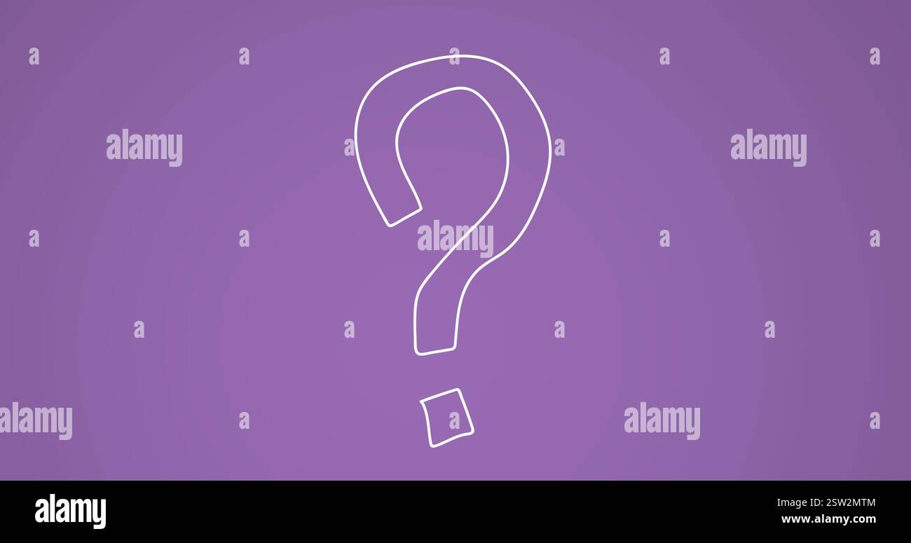 Image of question mark over purple background Stock Photo - Alamy
