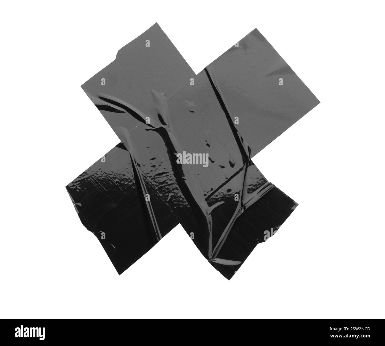 Cross made with black adhesive tape isolated on white, top view Stock ...