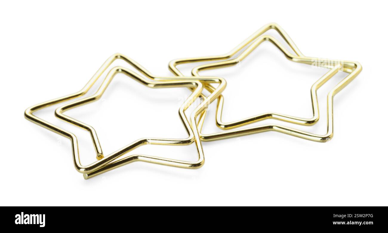 Star shaped paper clips isolated on white Stock Photo - Alamy