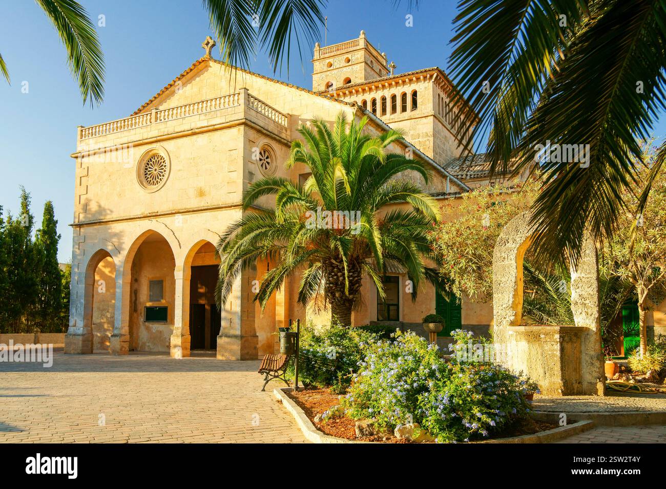 Parish church of Our Lady of Atocha (16th century). Ariany. Plain of ...
