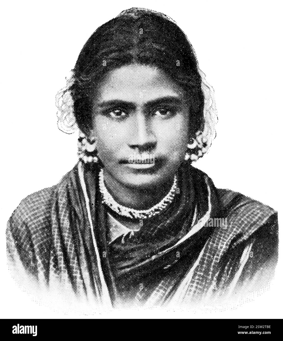 Asian peoples. Portrait of an outcast woman. Publication of the "Meyers ...