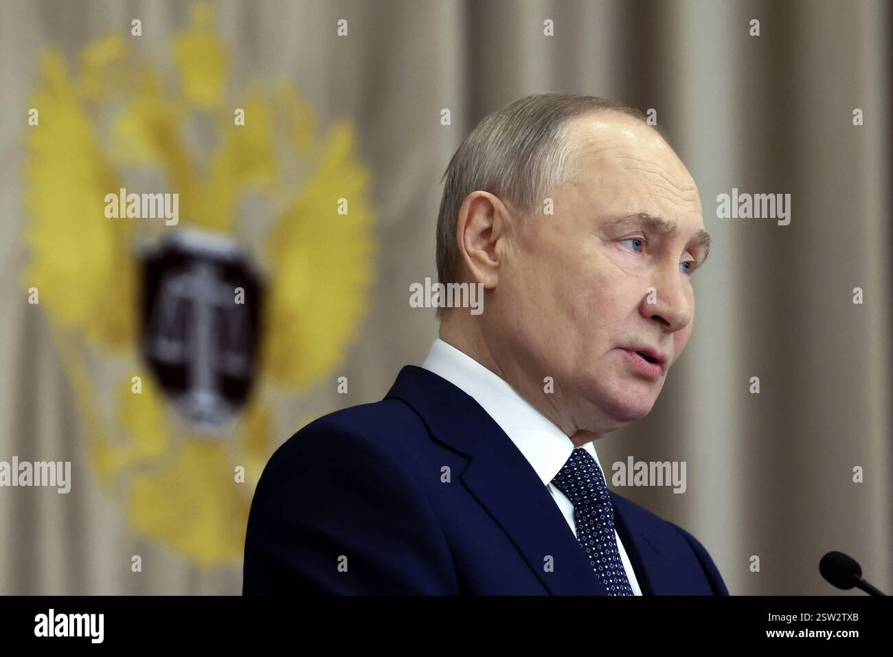 Russian President Vladimir Putin addresses an annual meeting of judges ...