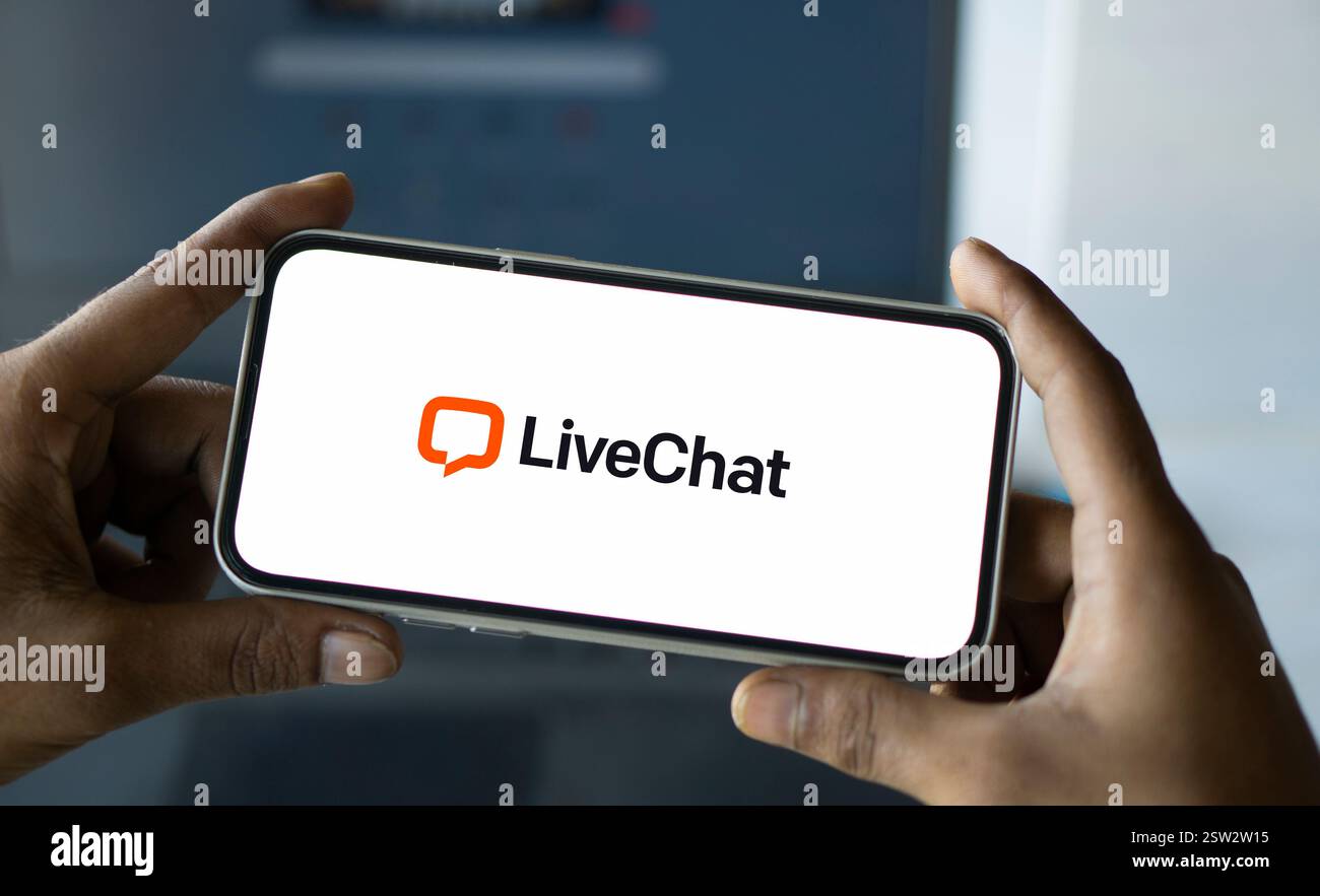 Dhaka, Bangladesh- 20 Aug 2024: LiveChat logo is displayed on ...