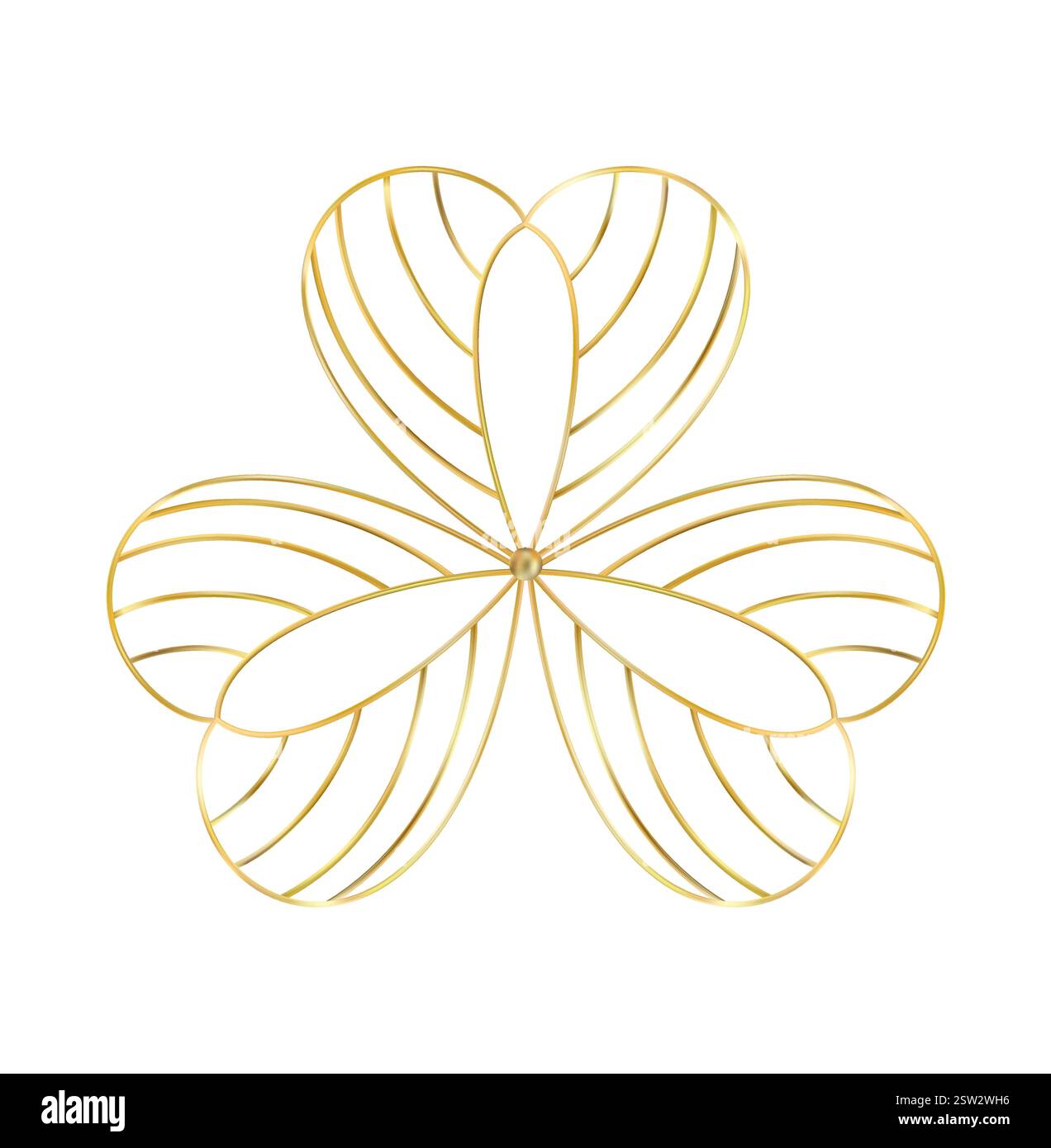 Outline Clover leaf icon. Three leaves logo. Luxury gold floral symbol ...