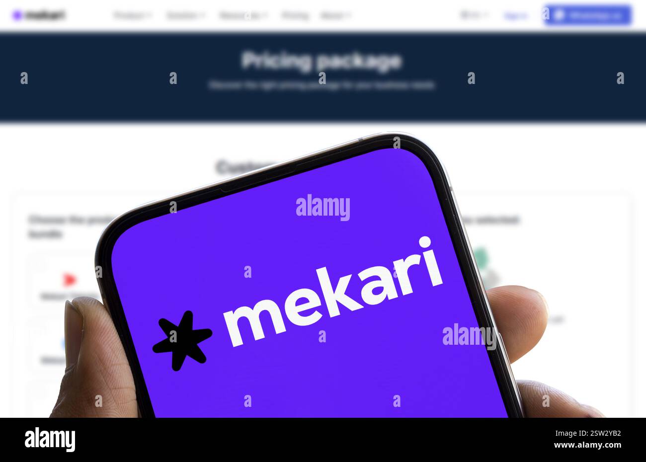Dhaka, Bangladesh- 23 Aug 2024: Mekari logo is displayed on smartphone. Mekari provides digital ...