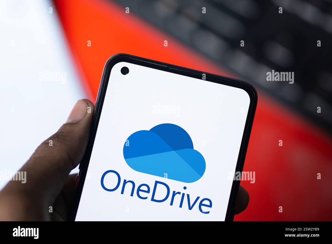 Dhaka, Bangladesh- 22 Aug 2024: Microsoft OneDrive logo is displayed on ...