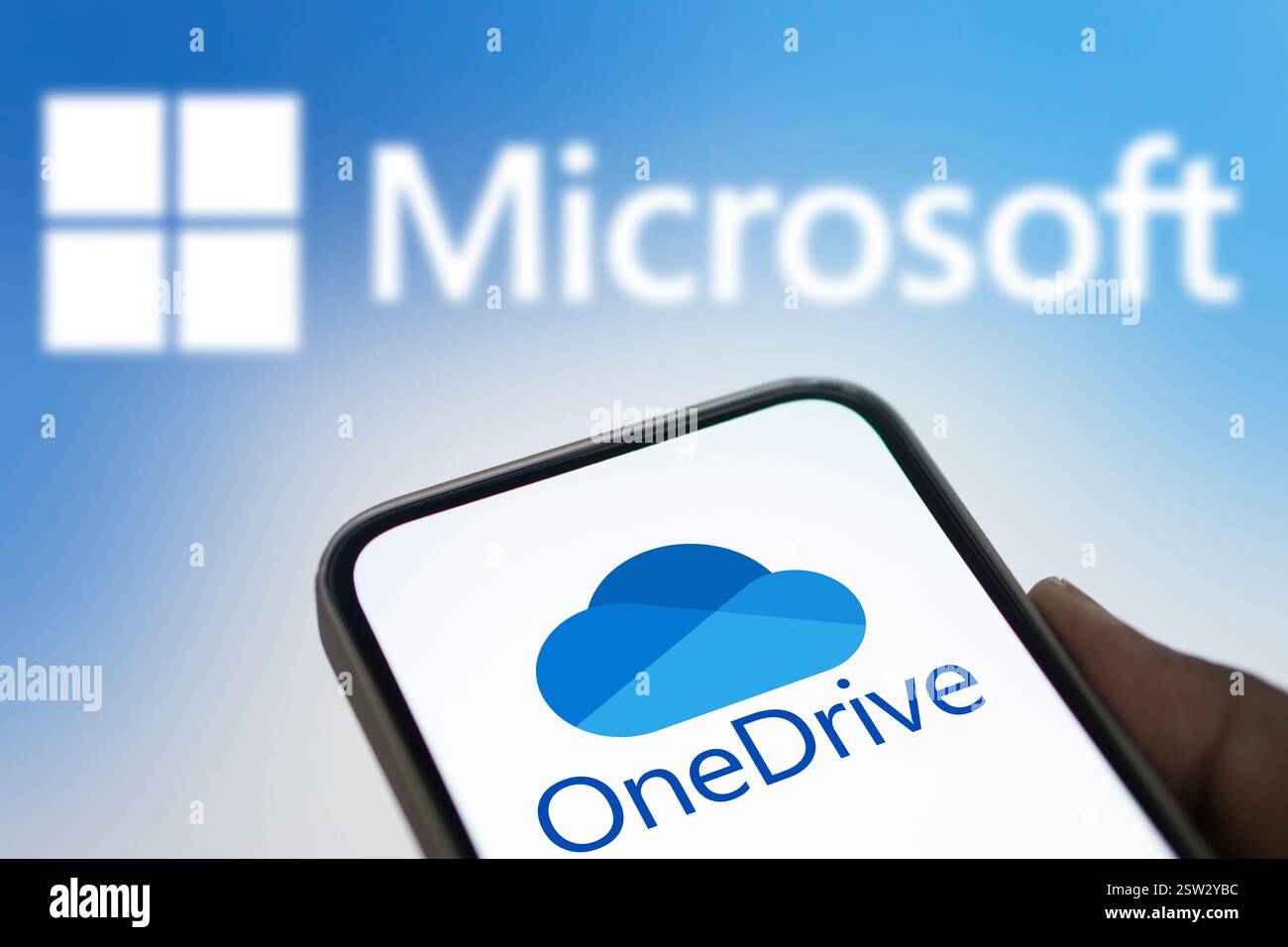 Dhaka, Bangladesh- 22 Aug 2024: Microsoft OneDrive logo is displayed on ...