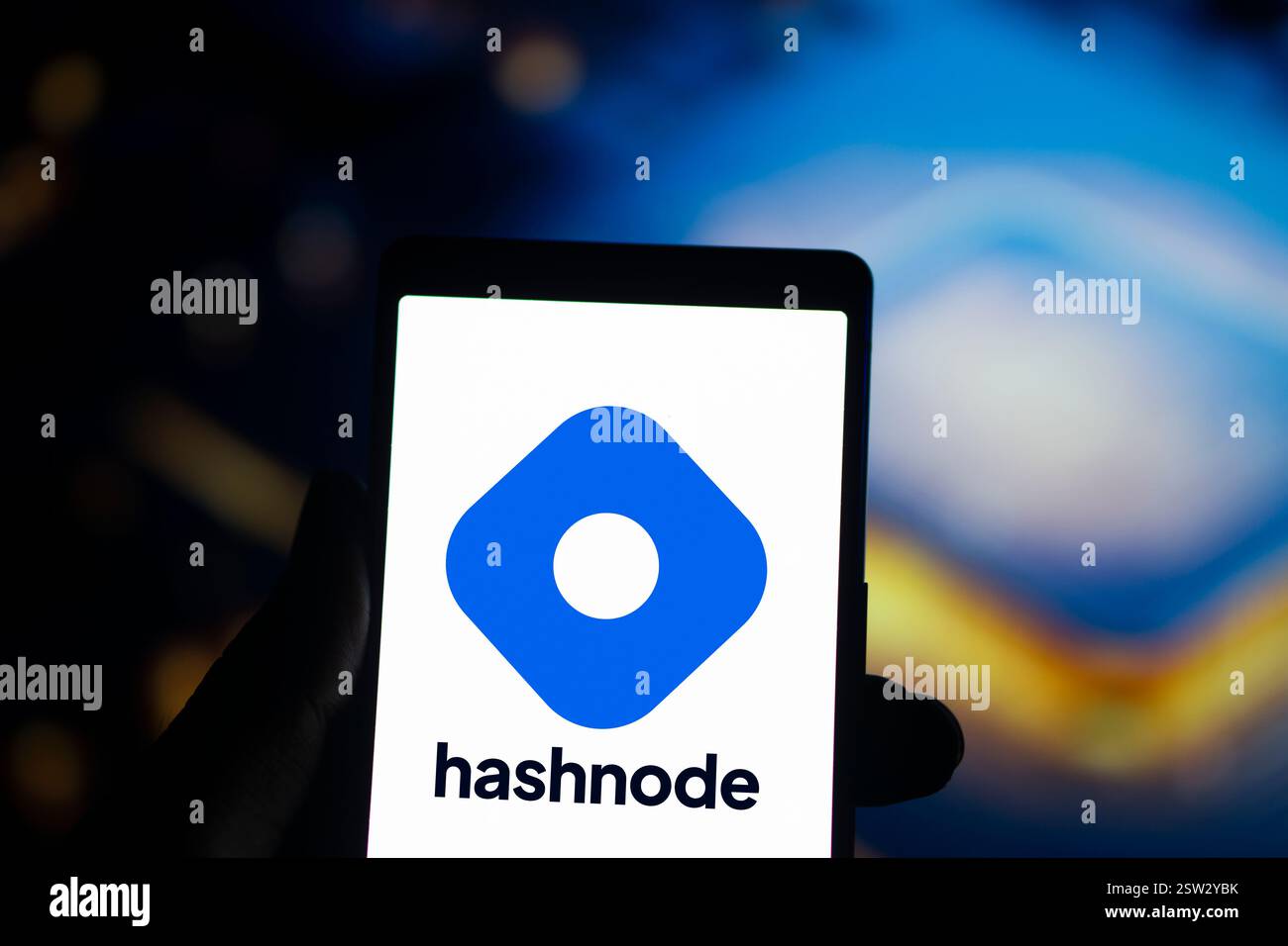 Dhaka, Bangladesh- 24 Aug 2024: Hashnode logo is displayed on smartphone. Hashnode is a free ...