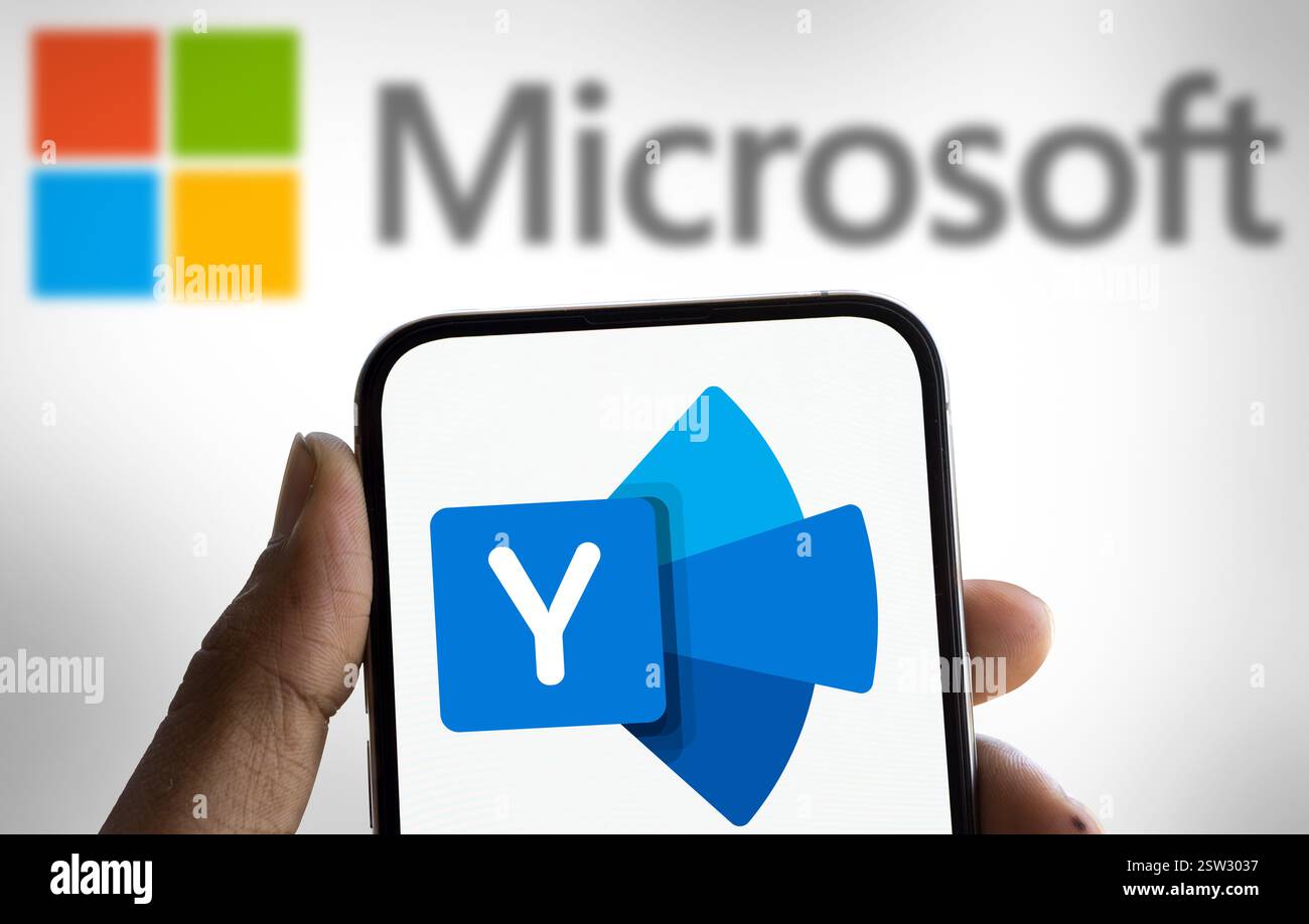 Dhaka, Bangladesh- 26 Aug 2024: Microsoft Yammer logo is displayed on ...