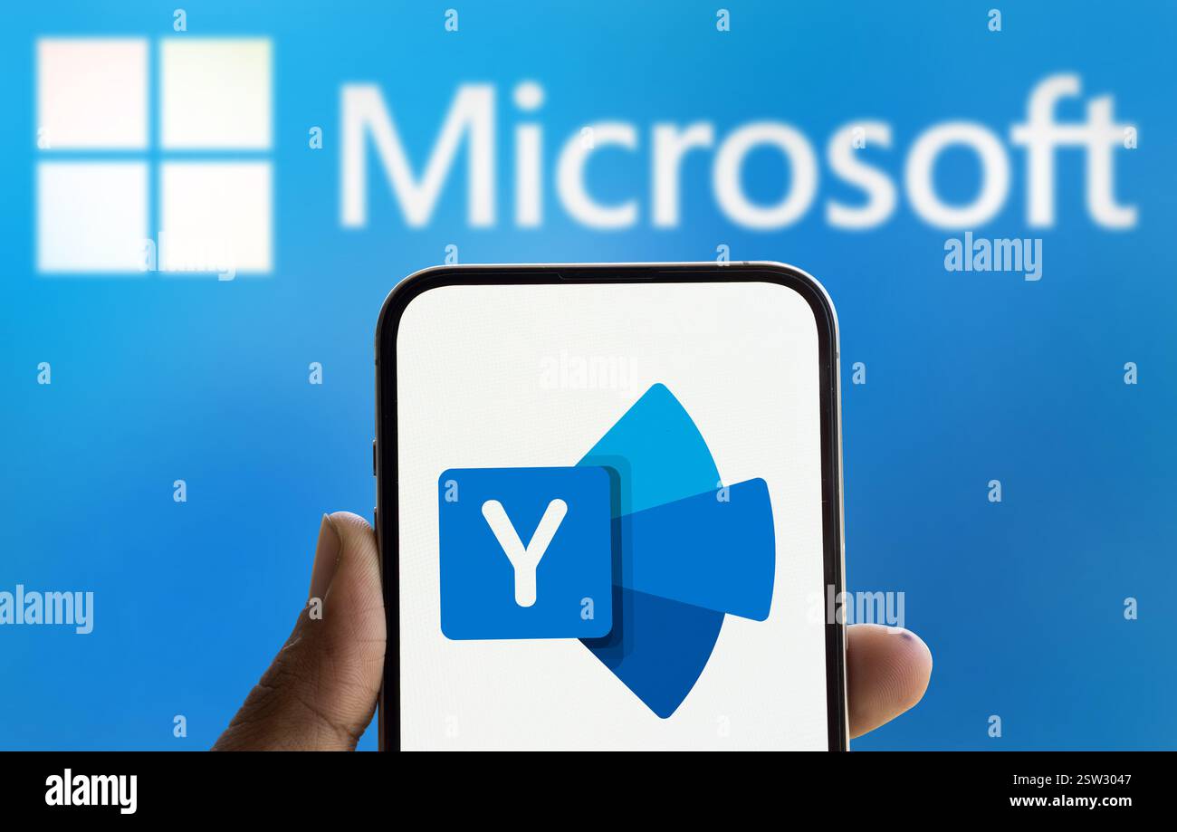 Dhaka, Bangladesh- 26 Aug 2024: Microsoft Yammer logo is displayed on ...