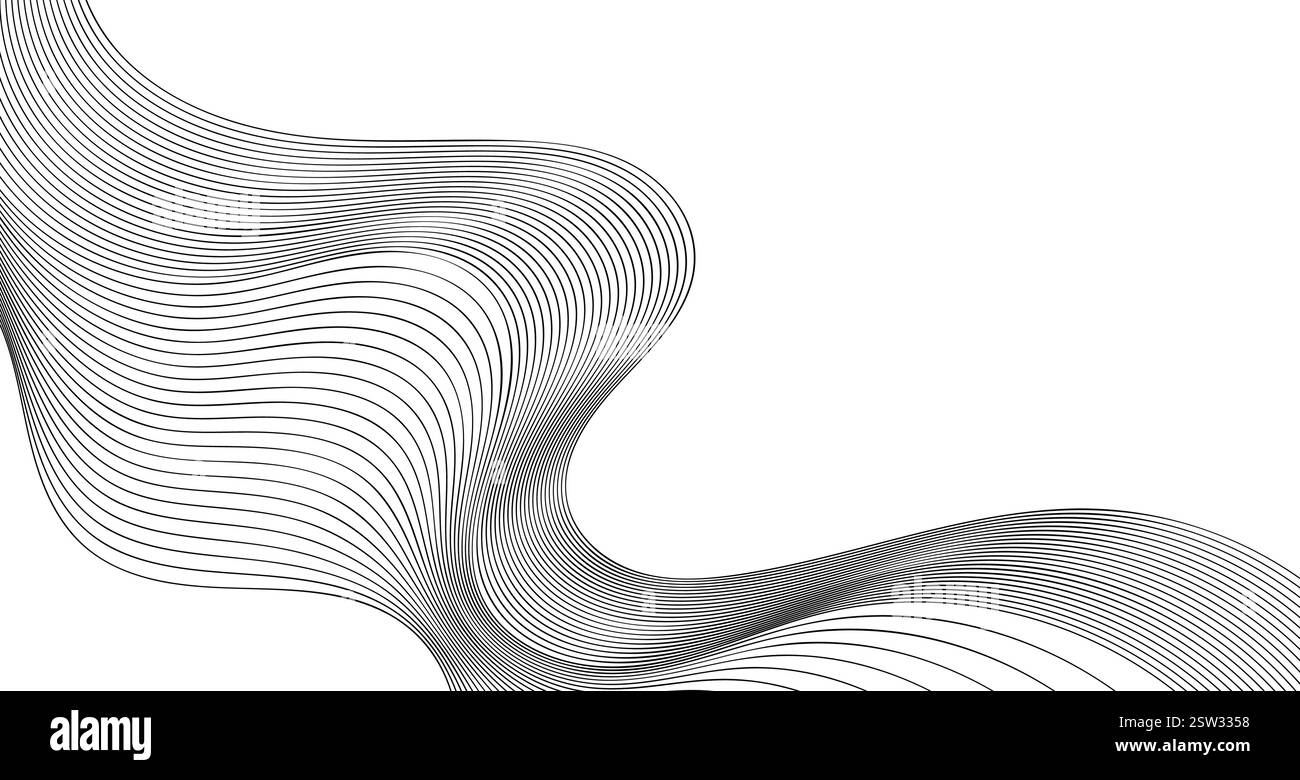Black and white wavy line pattern. Vector illustration Stock Vector ...