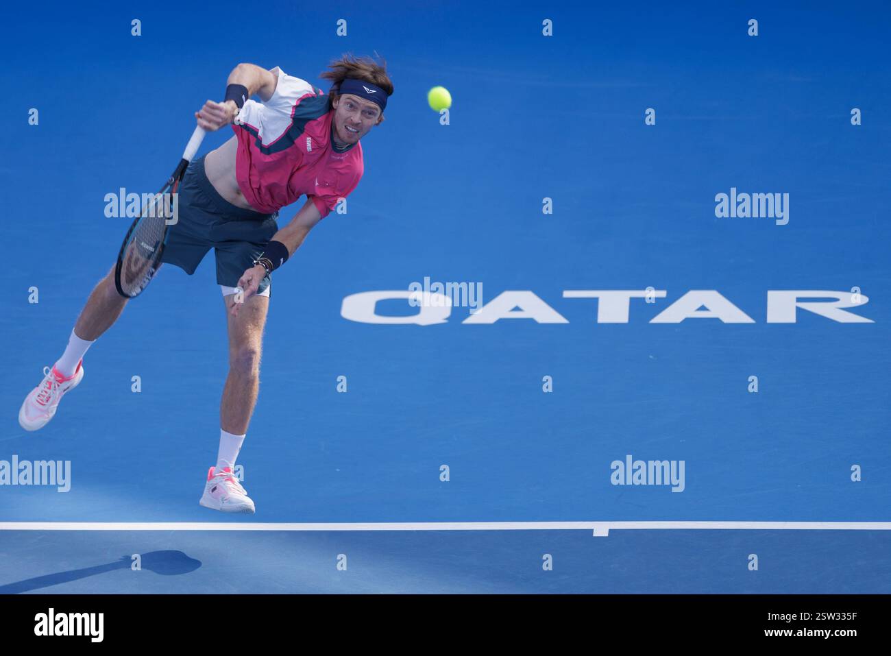 Doha, Qatar. 20th Feb, 2025. Andrey Rublev of Russia during the 2025 ...