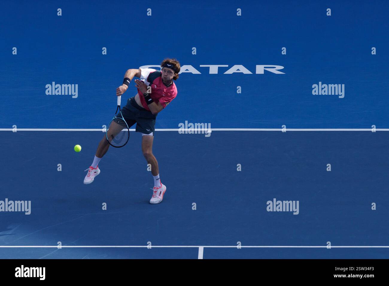 Doha, Qatar. 20th Feb, 2025. Andrey Rublev of Russia during the 2025 ...