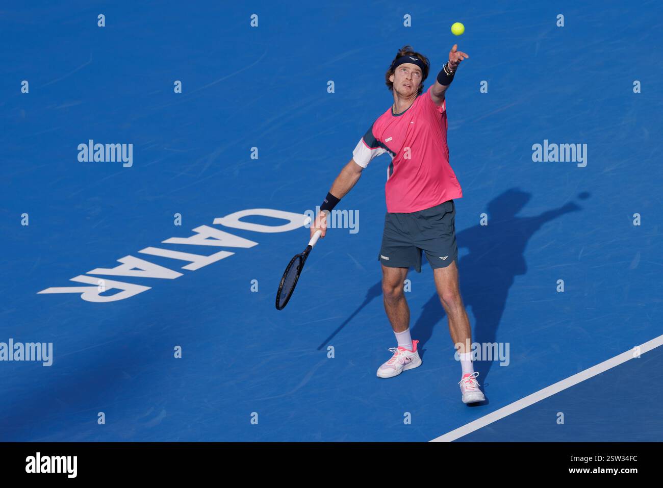 Doha, Qatar. 20th Feb, 2025. Andrey Rublev of Russia during the 2025 ...