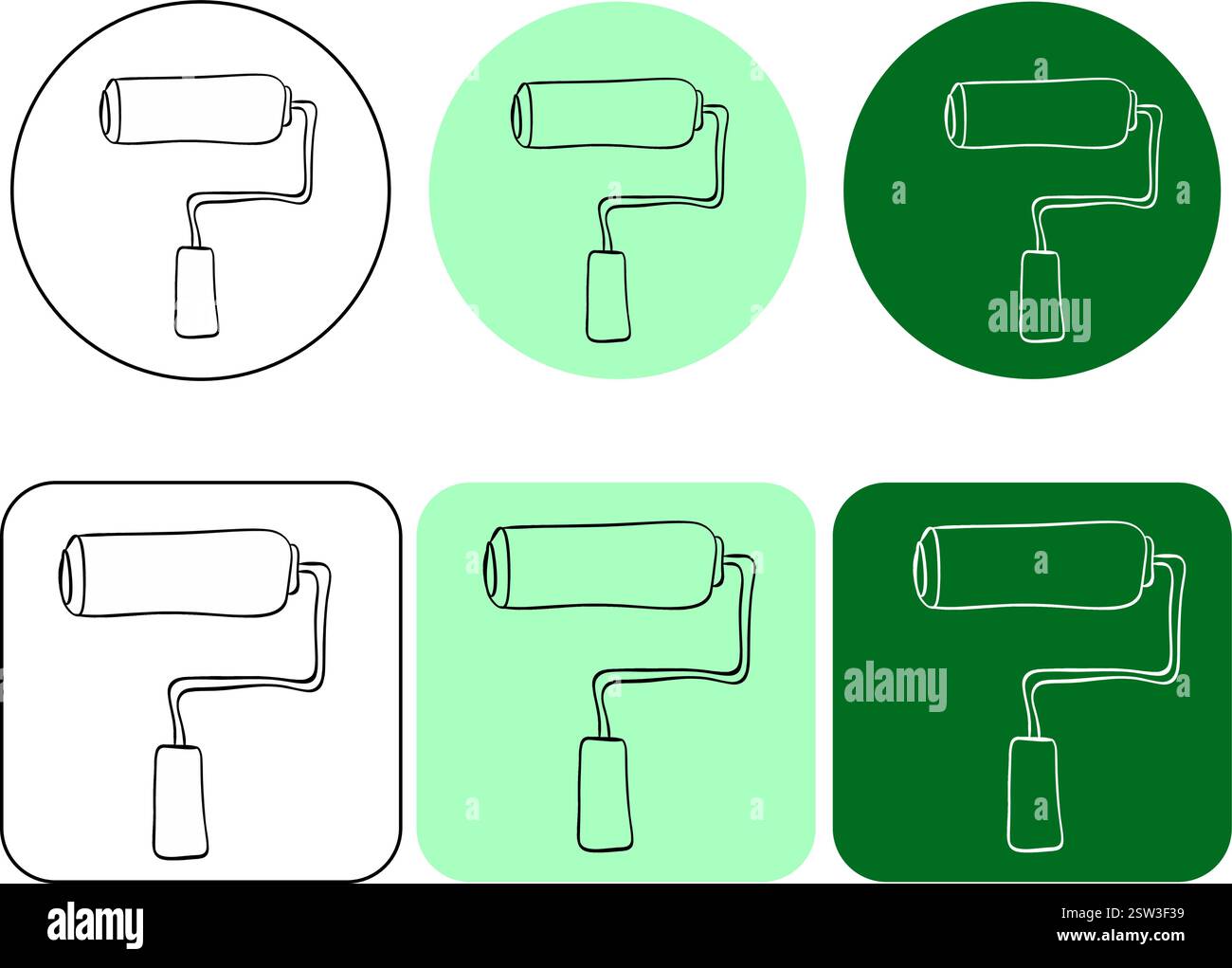 Paint roller logo icon, graphic ink linear sign vector illustration ...