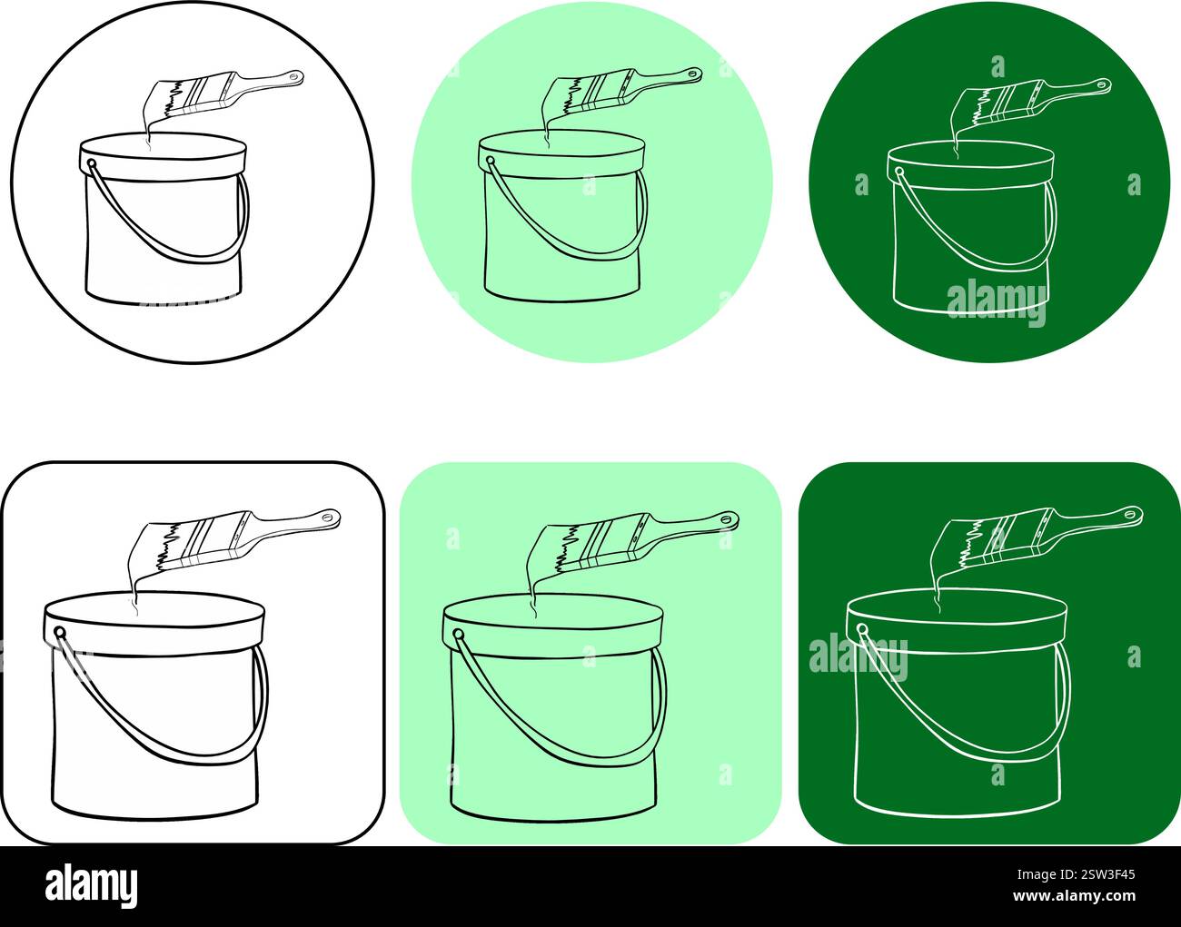 Black paint can and brush graphic line ink logo. Vector illustration ...