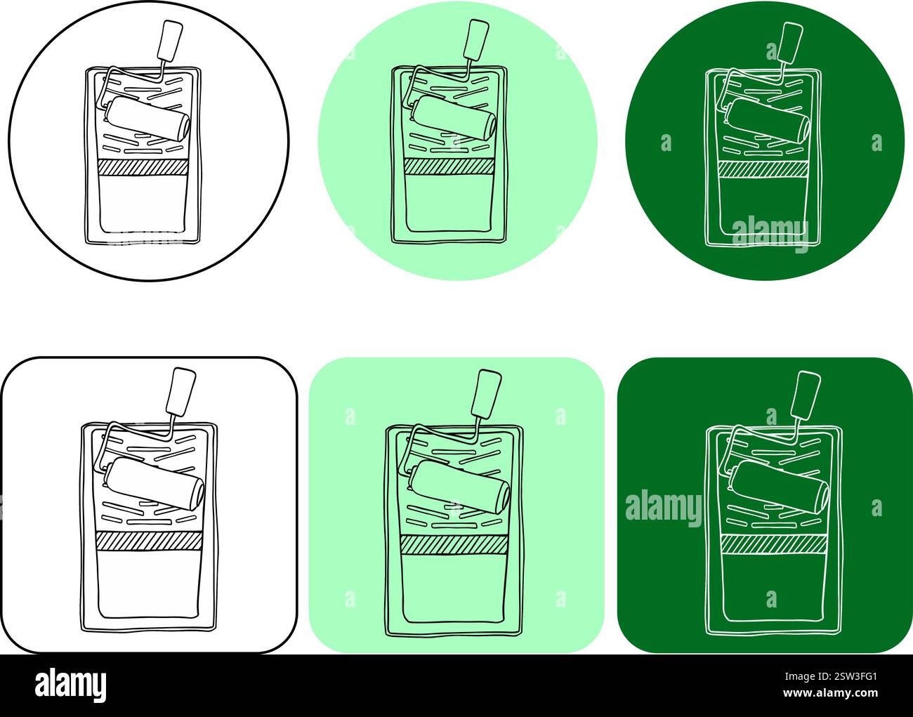 Graphic line ink logo vector illustration paint roller and plastic ...