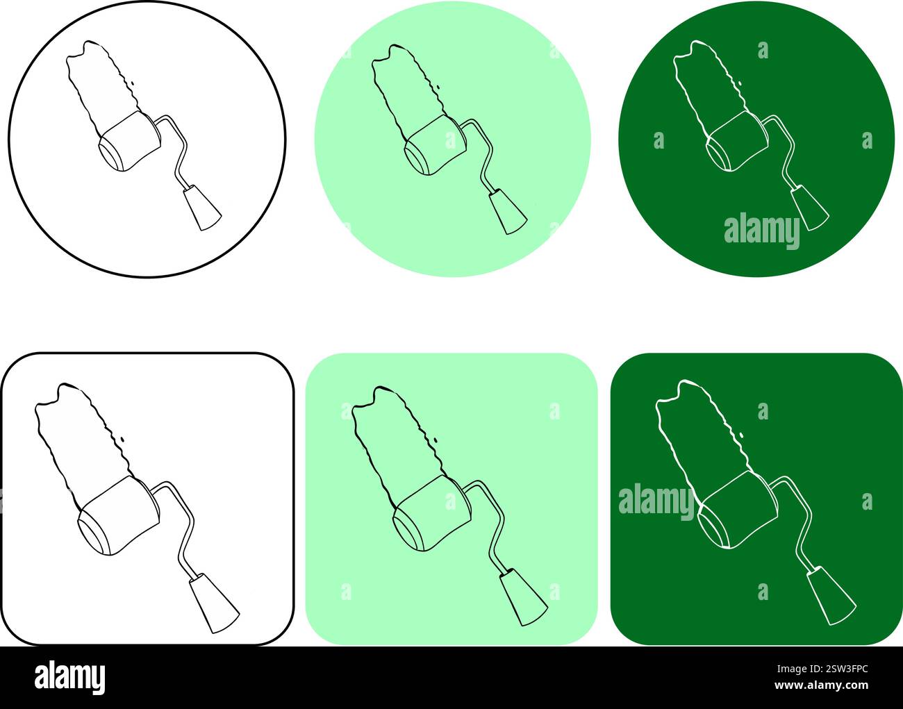 Paint roller with stroke graphic line ink logo. vector icon isolated on ...