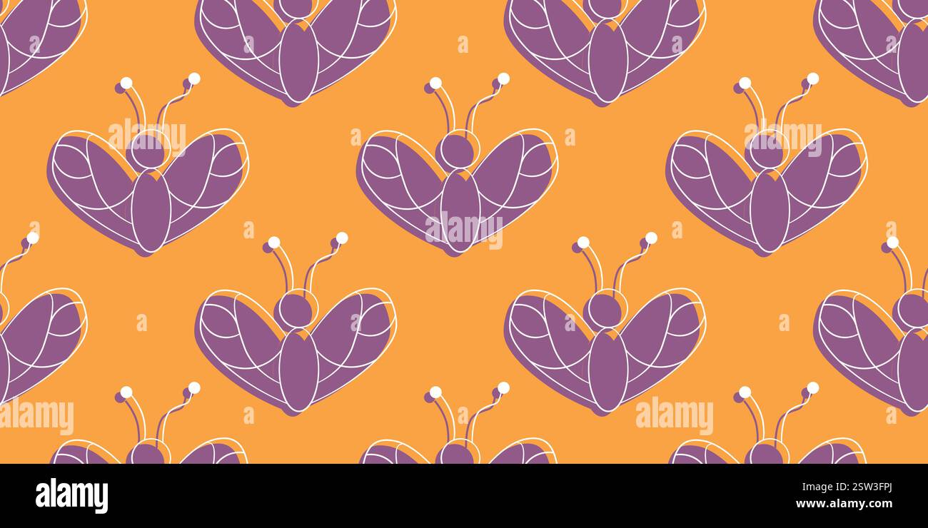 Abstract Butterfly Shapes on Vibrant Orange Background Stock Vector ...