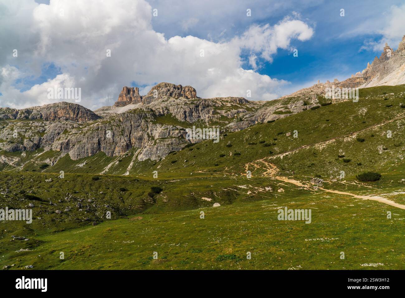 Scenic hiking trails meandering through rugged alpine landscape ...