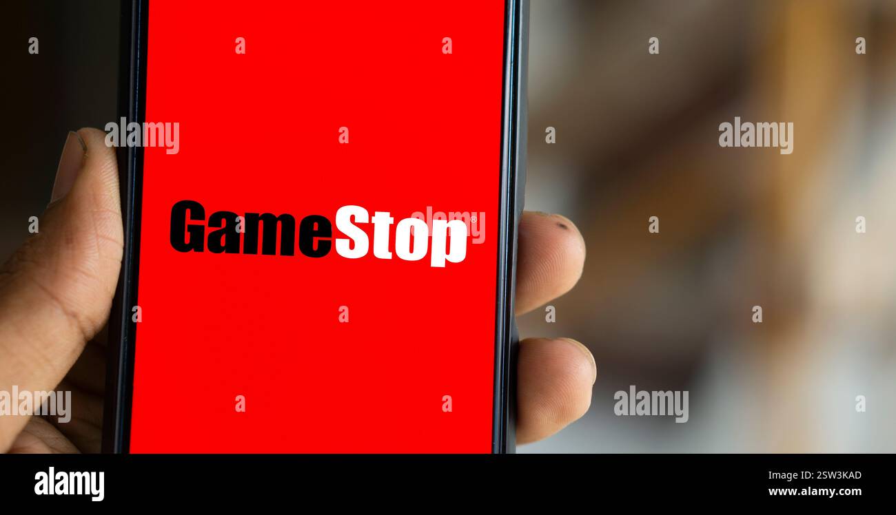 Dhaka, Bangladesh- 09 Sep 2024: GameStop logo is displayed on ...