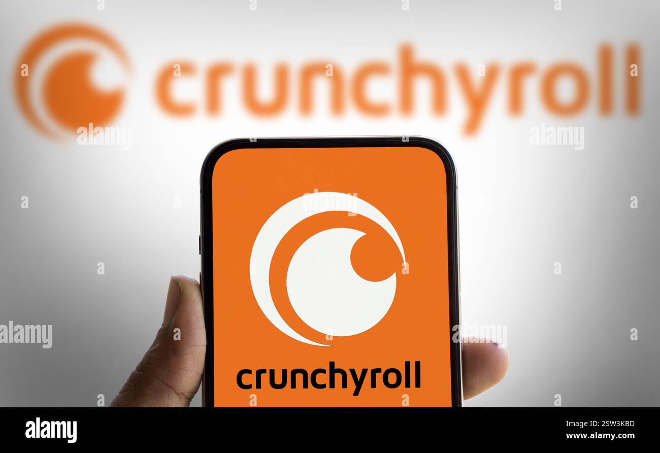 Dhaka, Bangladesh- 08 Sep 2024: Crunchyroll logo is displayed on ...