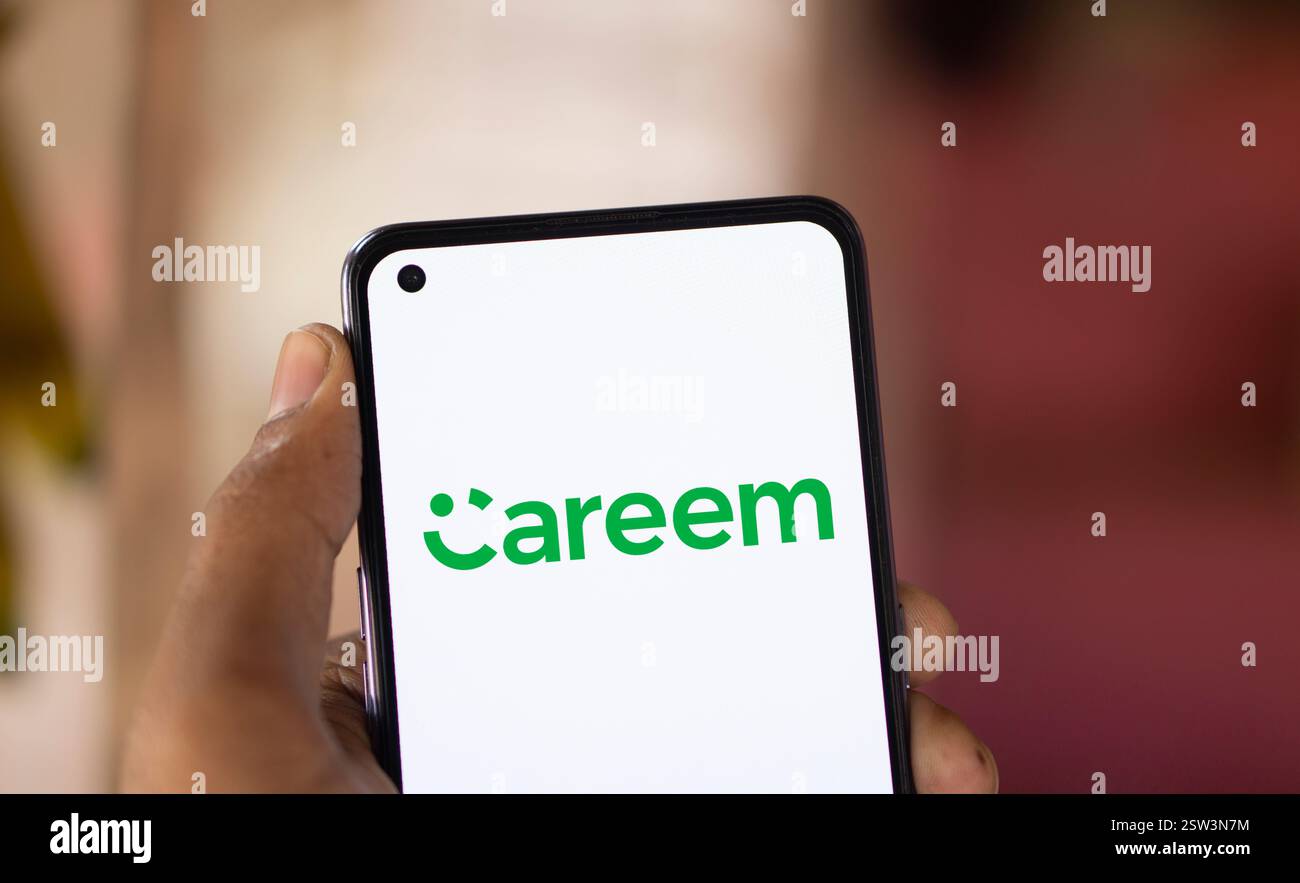 Dhaka, Bangladesh- 11 Sep2024: Careem logo is displayed on smartphone. Careem offers a wide ...